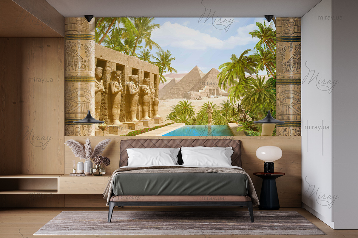 Terrace overlooking the Egyptian pyramids% photowallpaper to buy to ...