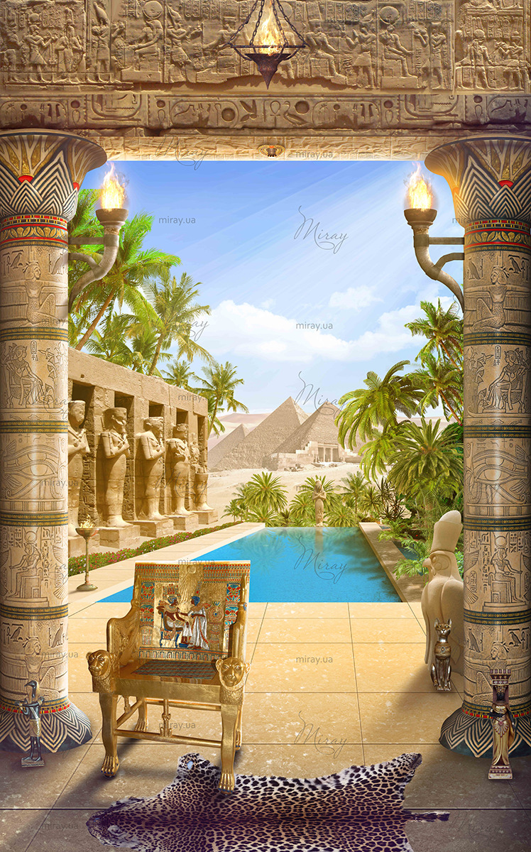 Terrace overlooking the Egyptian pyramids% photowallpaper to buy to ...