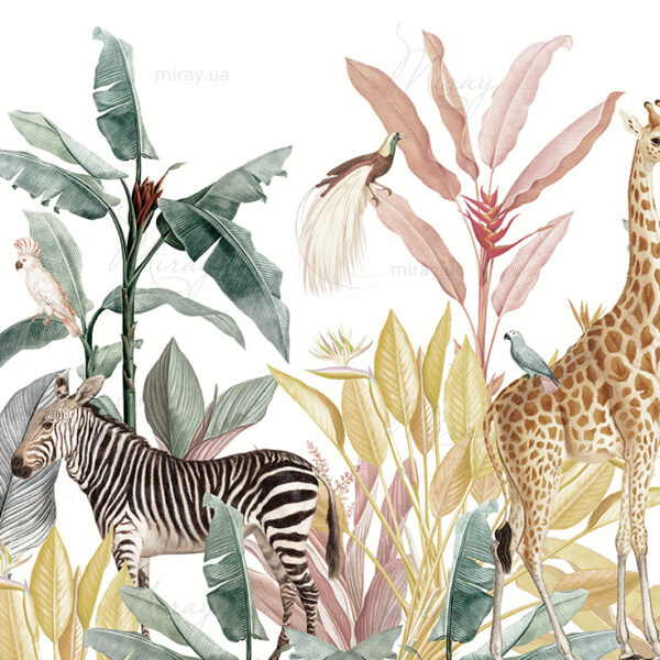 Jungle with vintage animals% photowallpaper to buy to order, prices in ...