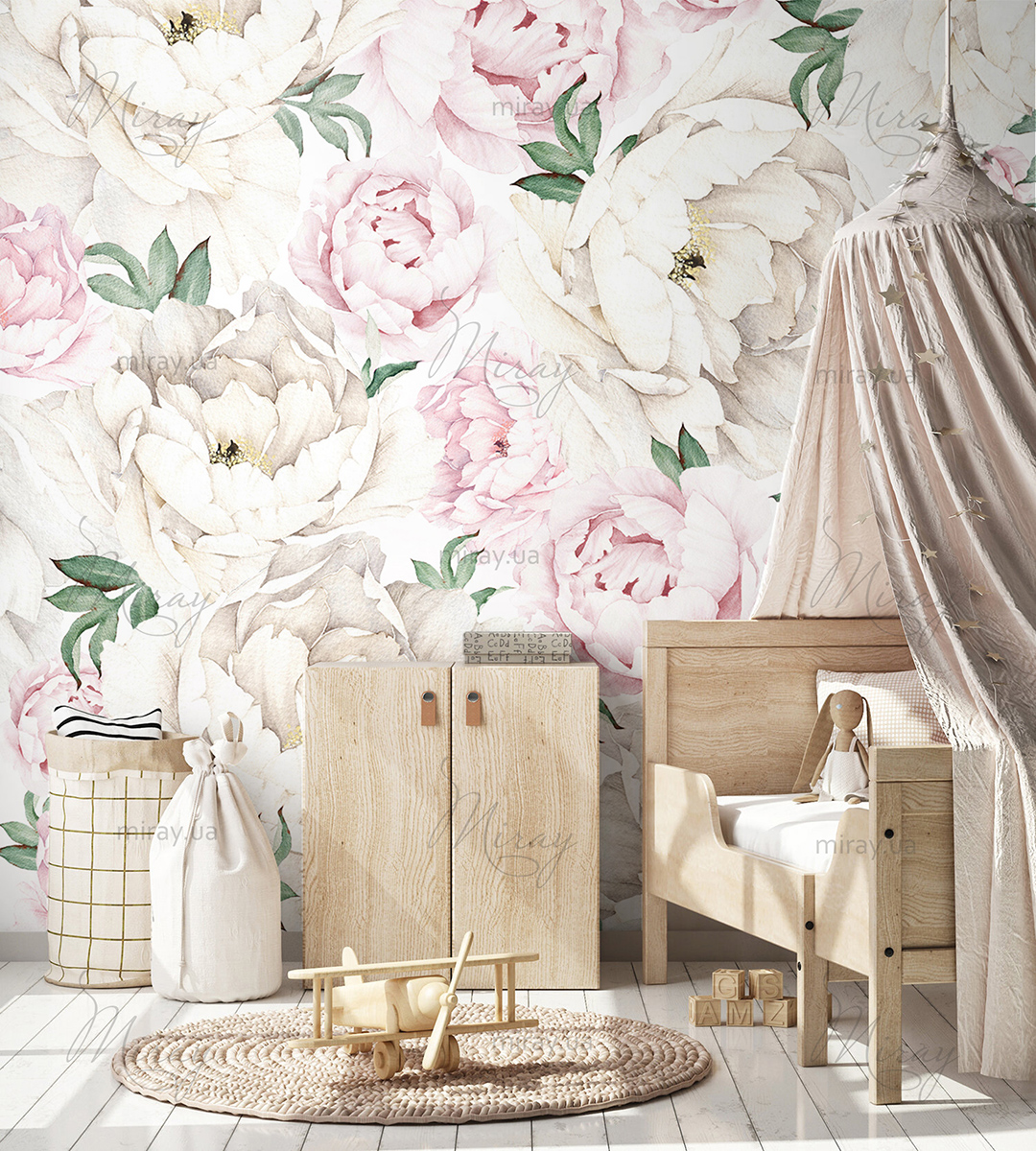 Light peonies background% photowallpaper to buy to order, prices in ...